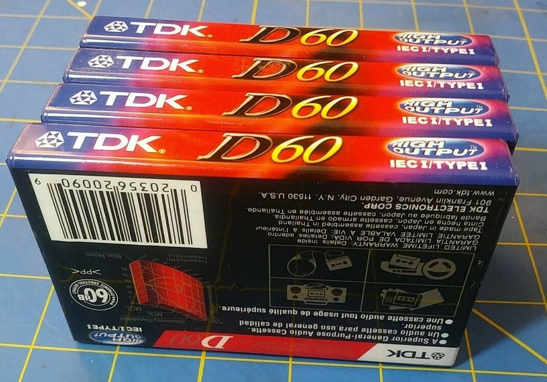 New Lot of 4 TDK Audio Cassette Tapes D60 High Output IECI Type 1 ...