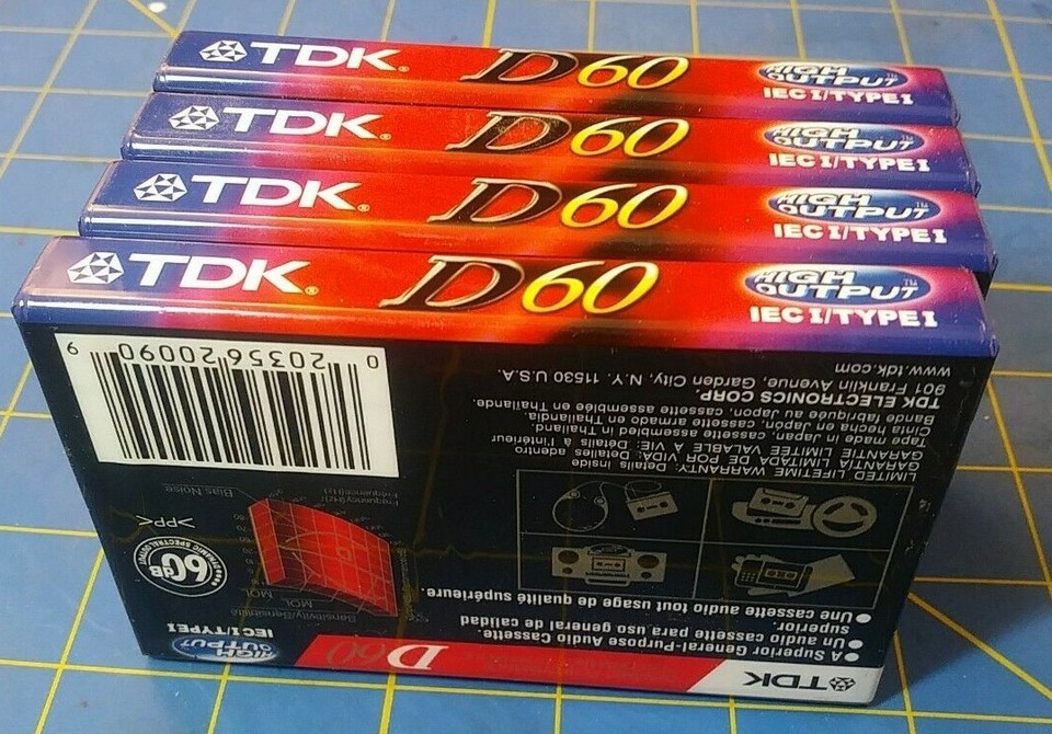New Lot of 4 TDK Audio Cassette Tapes D60 High Output IECI Type 1 ...