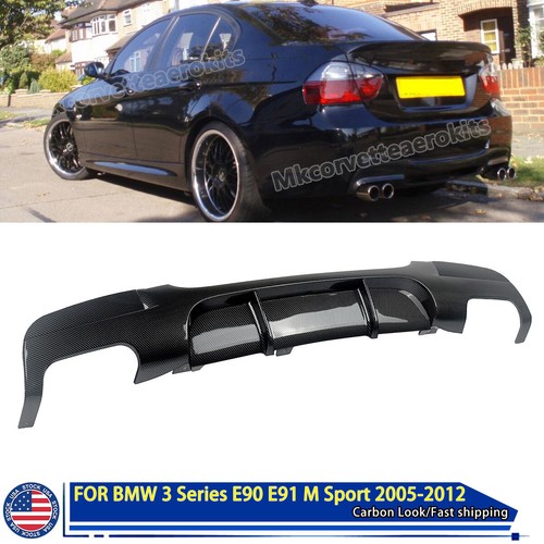 Carbon Style For BMW 3 Series E90 E91 M Sport 2005-12 Rear Lower Bumper ...