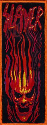 Slayer Flamed deamon woven strype patch/aufnäher ORANGE rim! Limited ...