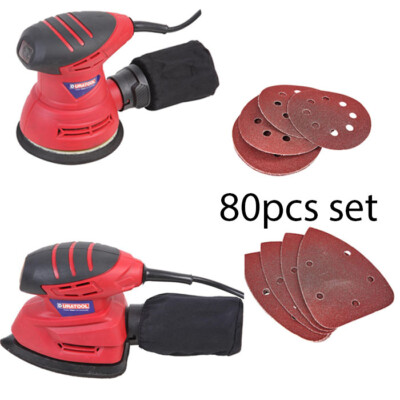 Detail Sander 240W with dust bag mixed grit sanding paper sheet set kit ...