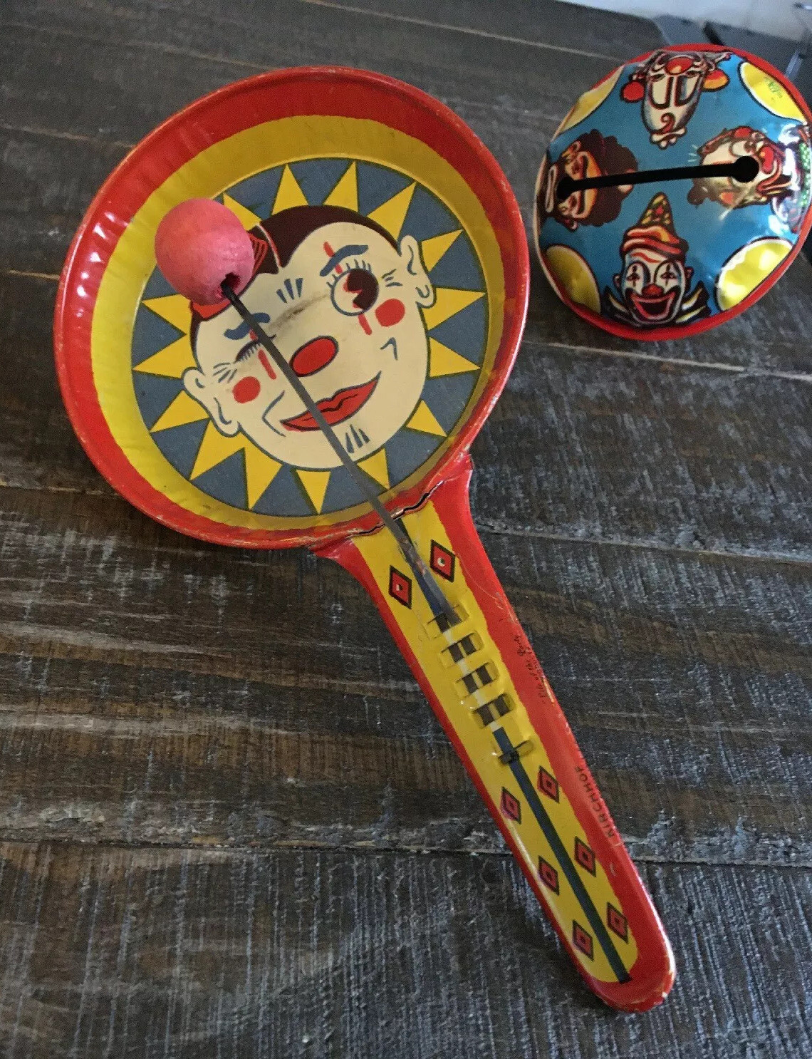 Noise Maker Lot Of 2 - Antique Vintage Clicker Rattle Party Favor Clown ...