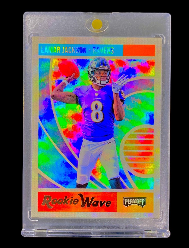 LAMAR JACKSON ROOKIE REFRACTOR SILVER WAVE HOLO SP Insert 2018 - RAVENS ...