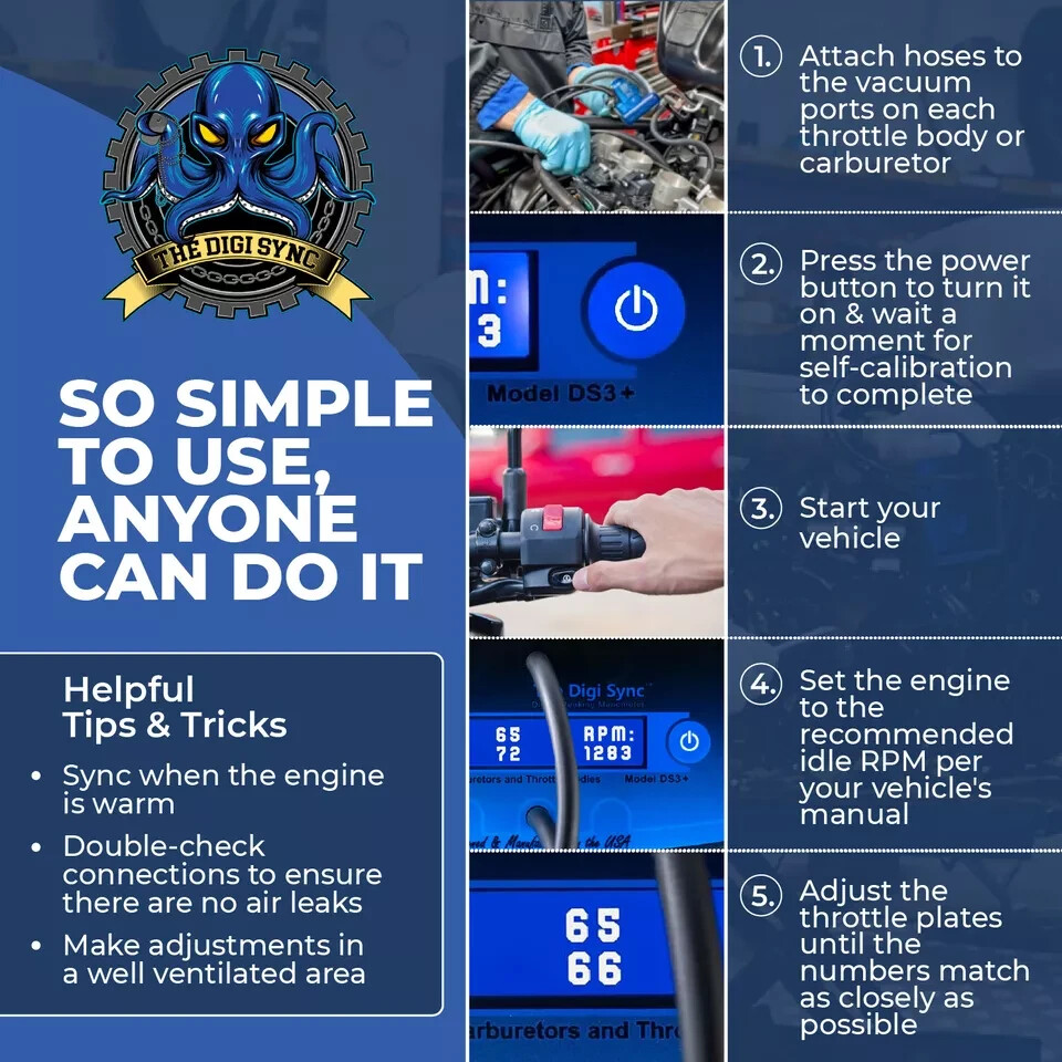 Digi Sync Digital Throttle Body & Carburetor Sync Tool - Any 2-6 ...