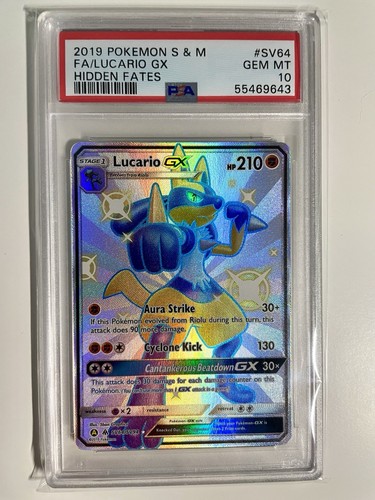 2019 Pokemon Lucario GX SV64/SV94 Hidden Fates Sun & Moon TCG PSA 10 ...