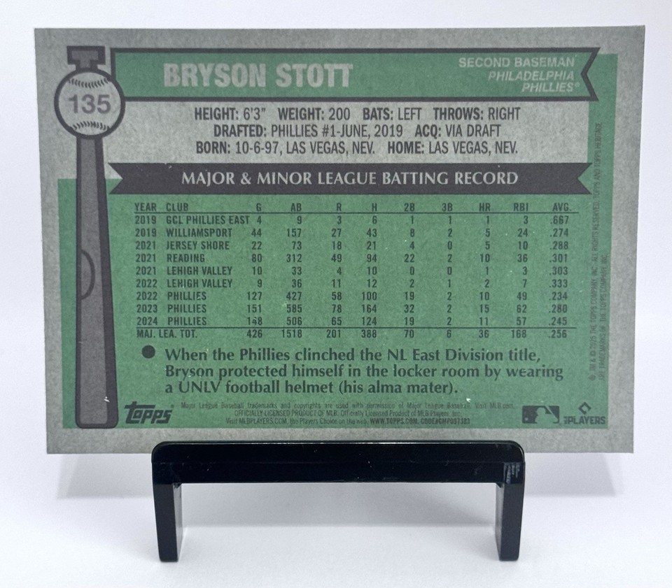 2025 Topps Heritage Bryson Stott Chrome Pink Sparkle #135 Philadelphia ...