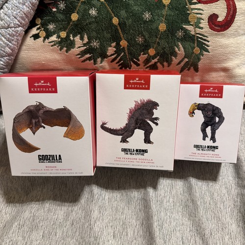 Hallmark Keepsake Godzilla 3 Set Christmas Ornaments NIB - Free ...