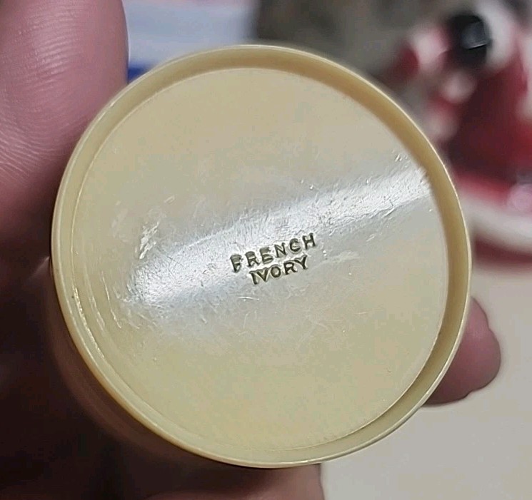 Vintage Antique French Ivory Celluloid Vanity Powder Trinket Box With ...