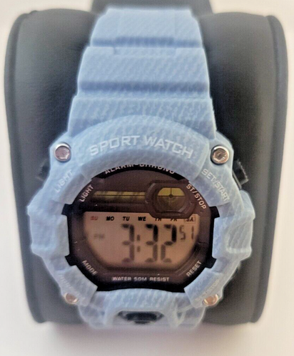 Unbranded Quartz Watch Women Blue Digital Alarm Chrono Backlight New ...