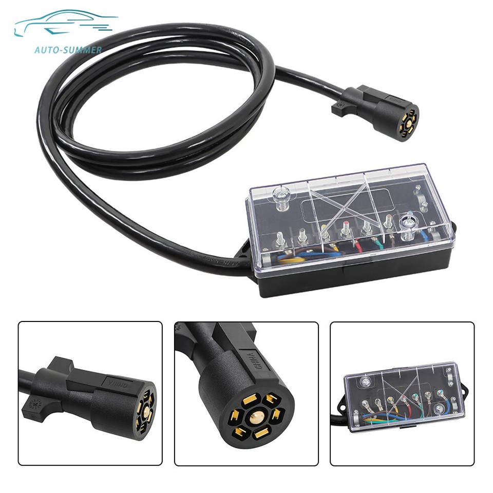 7 Way 7 Pin Plug Inline Trailer Cord Wiring Harness RV Cable Junction ...