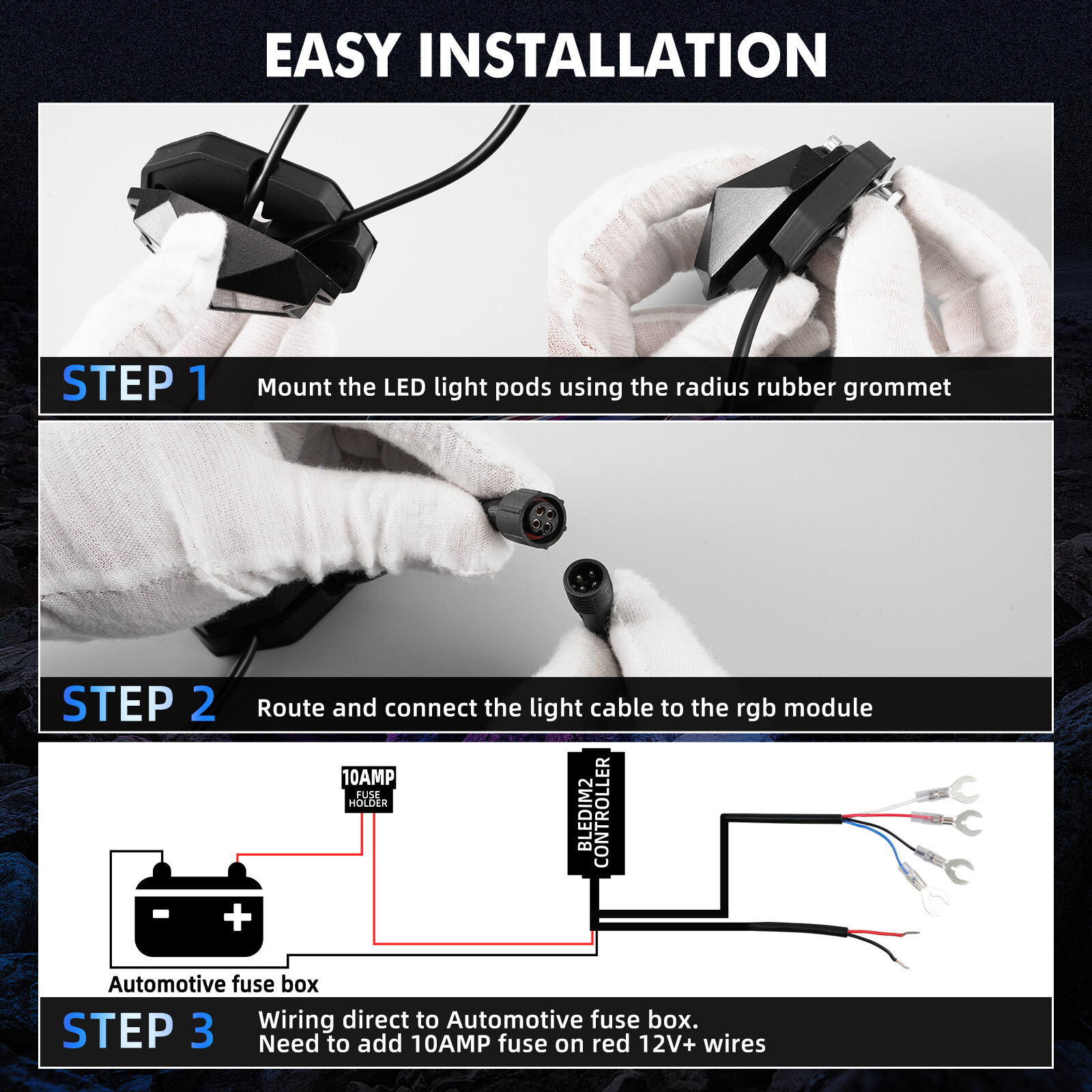 6x Pods RGB 24-LED Rock Lights APP Remote Control For Jeep Off Road ...