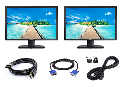 DELL Matching DUAL PAIR TWO 22" LCD LED FULL HD Monitors Gaming GARADE ...