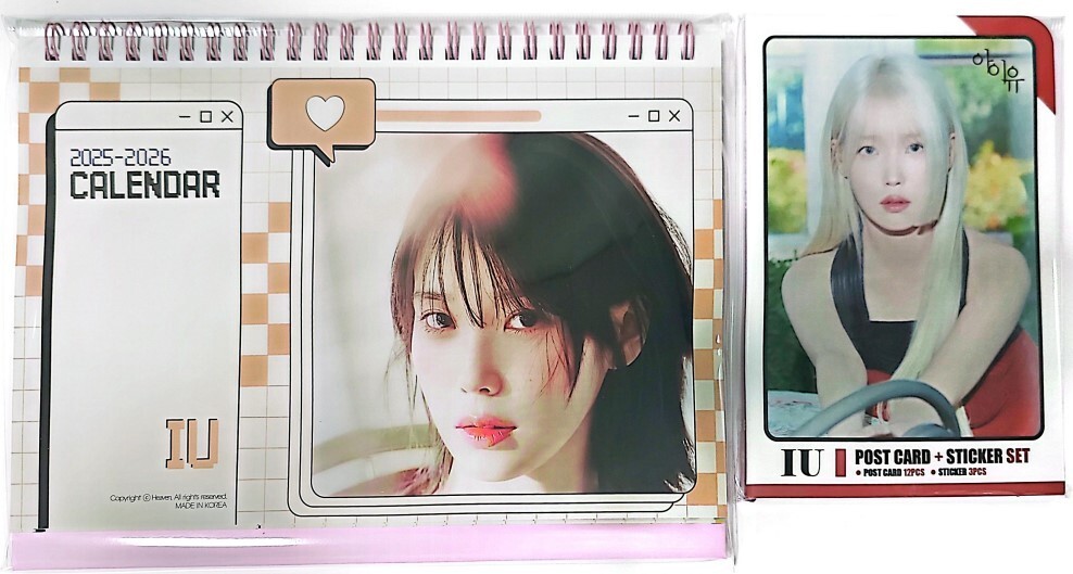 IU Photo Calendar 2025 & 2026 +[Post Card 12P/ Sticker 3P Set] K-POP ...