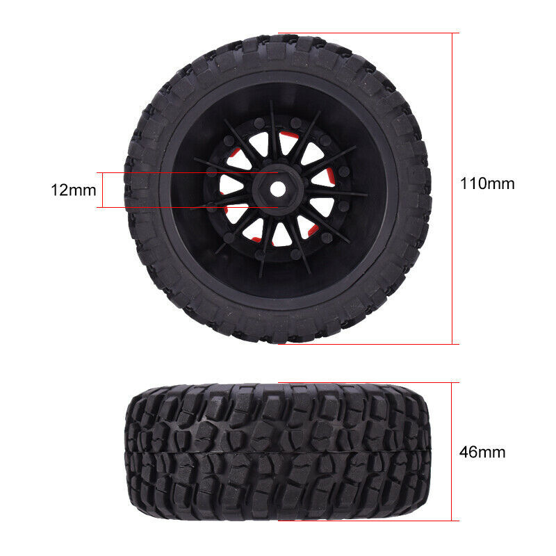 4Pcs 1/10 RC Car Short Course Desert Truck Tire with Wheel Rim for ...