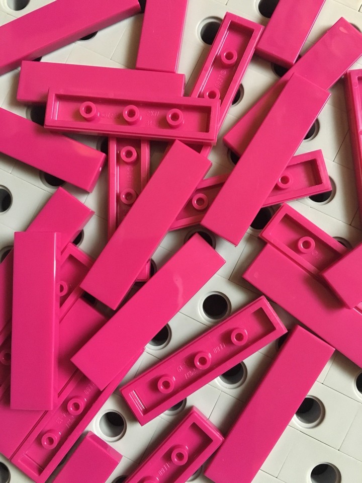 Lego Magenta 1x4 Tiles Smooth Finishing Flat Modular Buildings 25 Pcs ...