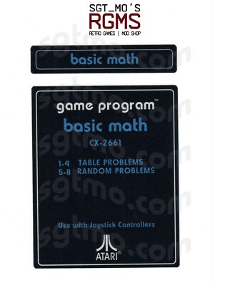 Atari 2600 Replacement Text Style Label - Basic Math | eBay