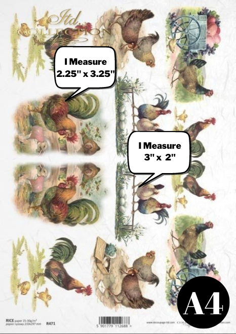 Spring Rooster & Chicken | A4 Rice Paper | Paper for Decoupage | ITD ...