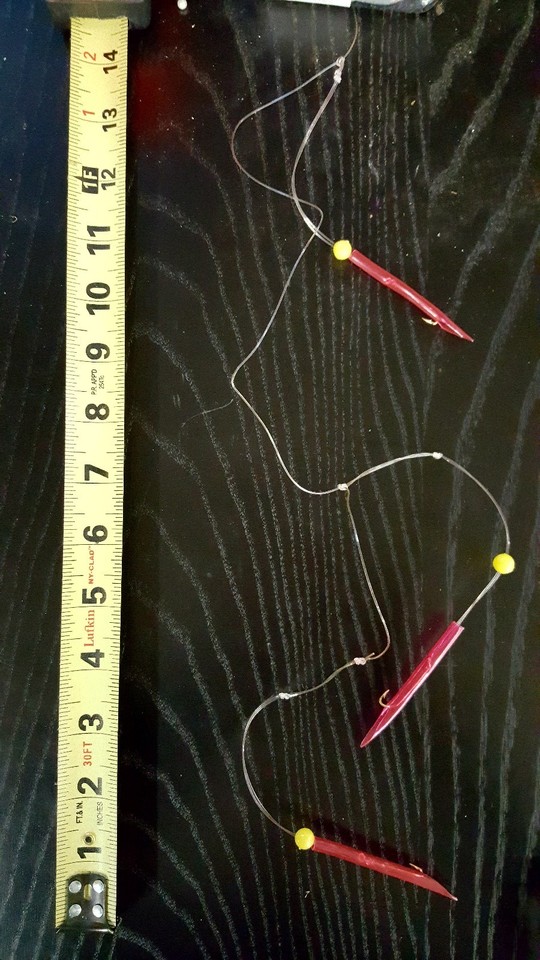 Tyler Tackle 27 Inch Rig with 3 Red Hoses and Yellow Beads | eBay