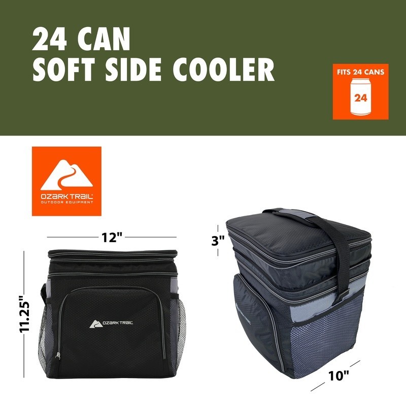 24 Can Soft Cooler Removable Liner Adjustable Strap Camping Hiking ...