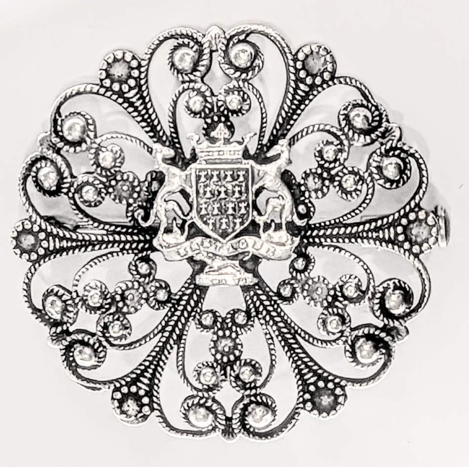 French Early To Mid 19th Century Silver Filigree Brooch, Trombone Clasp ...