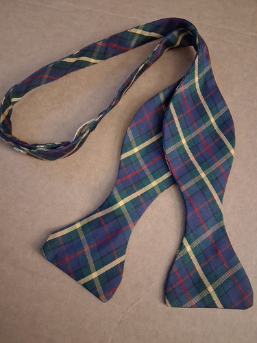 Carrot & Gibbs Bow Tie Blue Red Green Striped 2.5" Wide Silk USA ...