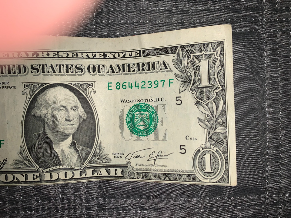Circulated Miscut Back & Front Offset Error One Dollar Bill, Triple ...