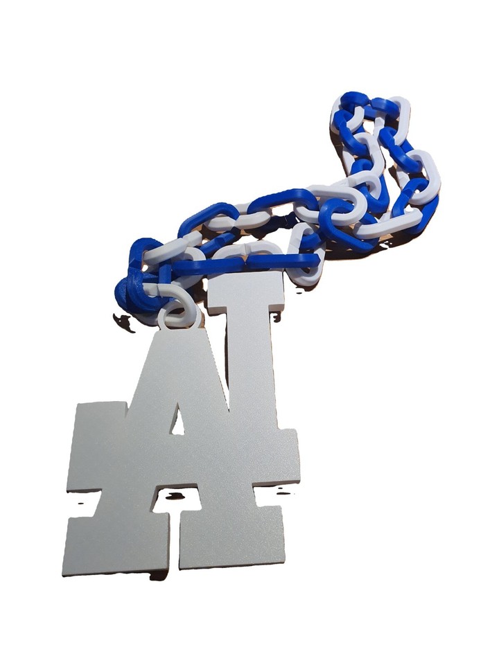 MLB Los Angeles DODGERS BLUE Jumbo Big Fan 32" Chain Necklace Raised ...