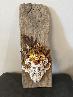 Male Face Art Wood Hanging Fall Mythical Greek gods Devil Floral | eBay