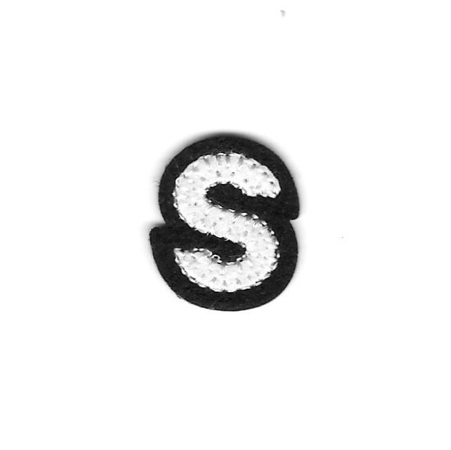 Lowercase Letter s Patch Athletic White Black Felt Iron on or Sew on ...