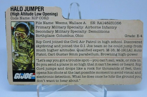 Rip Cord File Card 1984 Gi Joe Vintage DC | eBay
