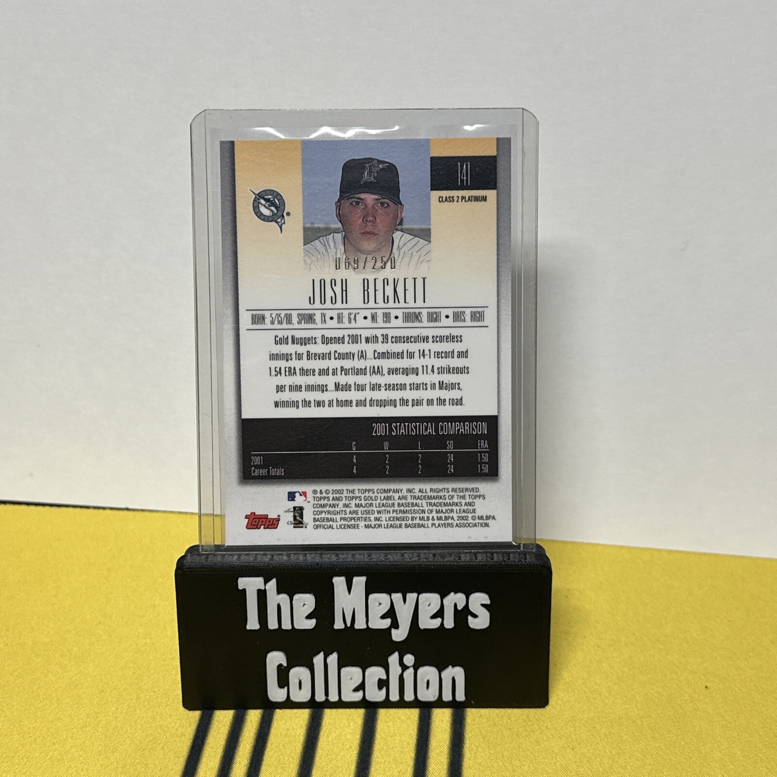 2002 Topps Gold Label Class 2 Platinum Baseball Card #141 Josh Beckett ...
