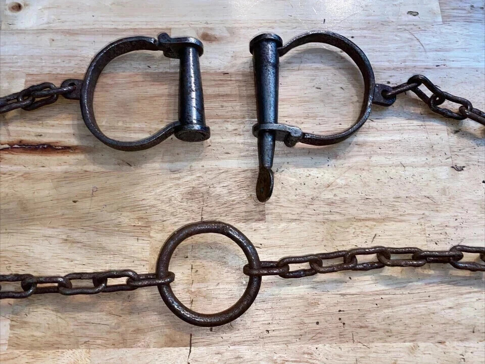 60 Inches Leg Cuffs Antique Iron Leg Shackles Rustic Cast Iron Metal ...