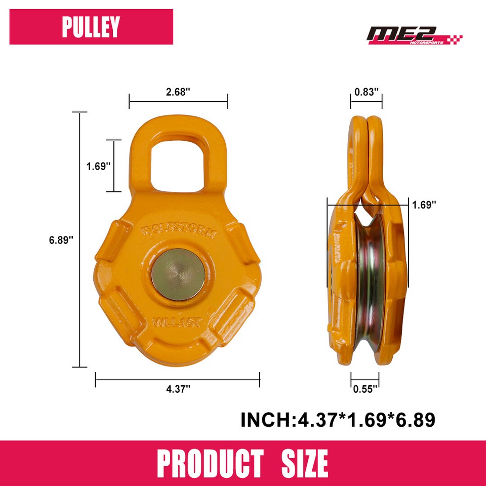 33,000lbs Snatch Block 35 Ton Recovery Winch Pulley for Synthetic or ...