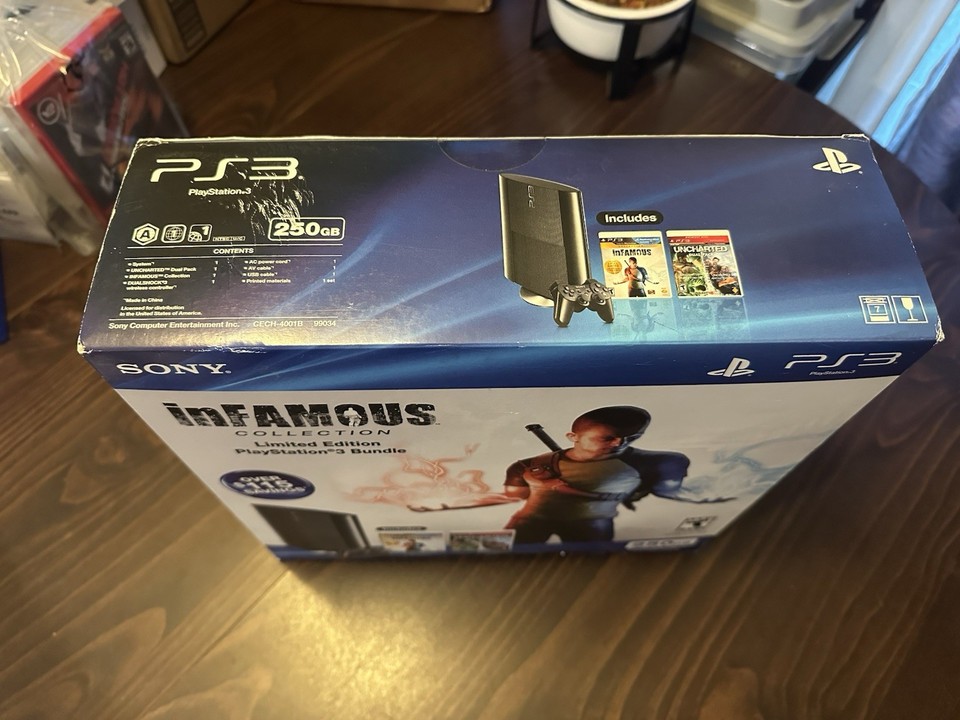 Sony PS3 Super Slim 250 GB Infamous Uncharted Bundle NEW SEALED CAT NOT ...