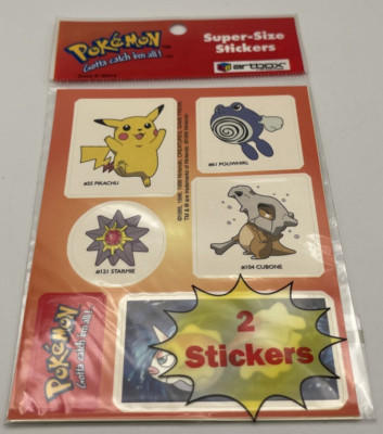 Pokemon Super Size Stickers Pack Artbox 1999 NEW Sealed Vintage Decal ...