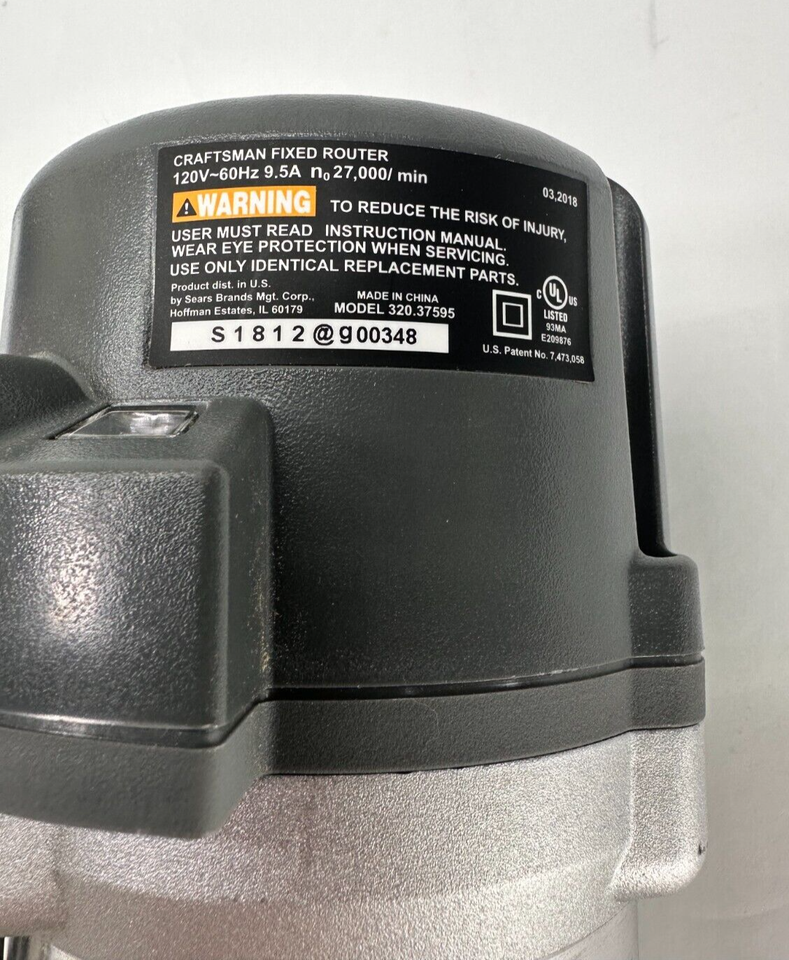 Sears Craftsman 9.5 AMP 1-3/4 HP Router Motor 320.37595 From Table 9 ...