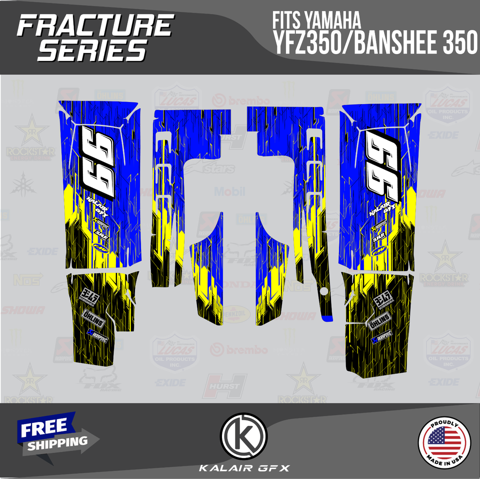 Graphics Kit for YAMAHA Banshee 350 Graphics Kit 16 MIL Fracture - Blue ...