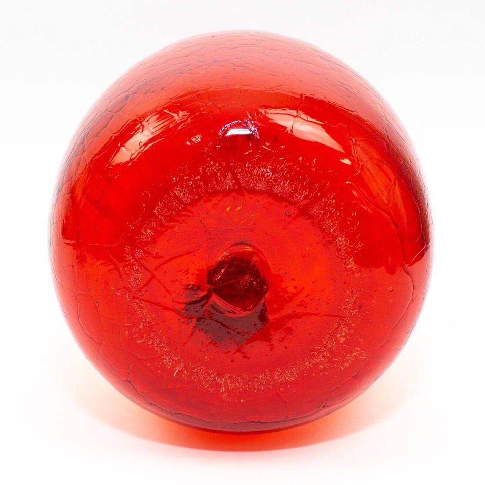 Blenko Amberina Crackle Glass Handled Bottle Jug 15" Joel Philip Myers ...