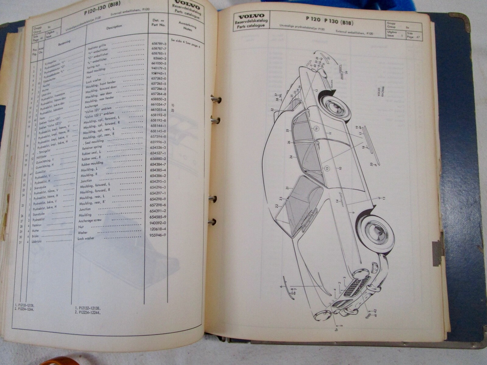 Volvo P120 P130 P220 B18 B16 Amazon Factory Parts Manual 1962 RARE | eBay