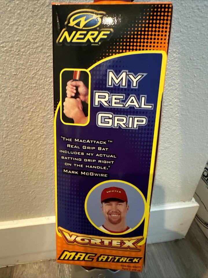 Vintage Nerf VORTEX Mark McGwire MAC ATTACK POWER BASEBALL Bat New Mint ...