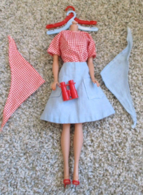 Barbie Vintage Clone Outfit Red Check Set Skirt Top Scarves shoes ...