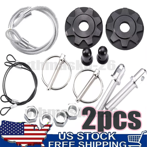 2 Set Universal Car Hood Pin Kit Aluminum Alloy Hood Pin Lock Latch ...