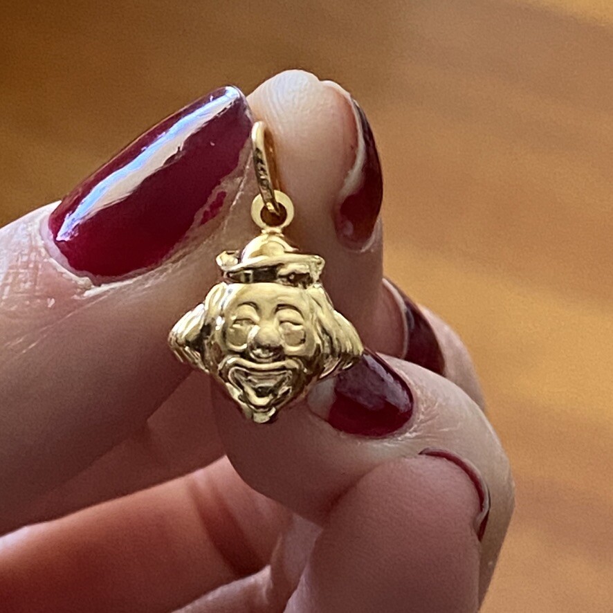 NEW 9ct Yellow Gold Clown Charm 3D Pendant 375 Kids Party Carnival ...