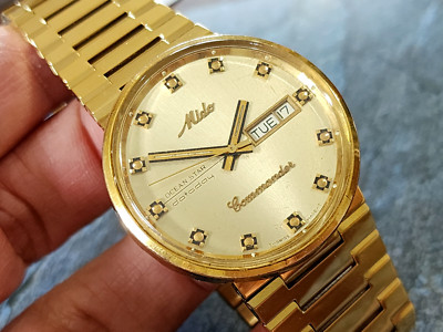 NICE VINTAGE MIDO COMMANDER 8269 AUTOMATIC DAY DATE DRESS GENTS Gold ...