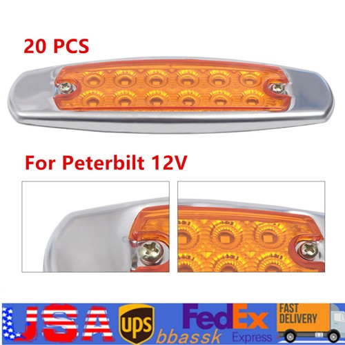 20x 12-LED Amber Heavy Truck Trailer Side Marker Clearance Lights For ...