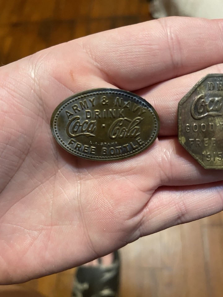 1915-1916 Army & Navy Coca Cola Free Bottle Octagonal Brass Coin Set | eBay