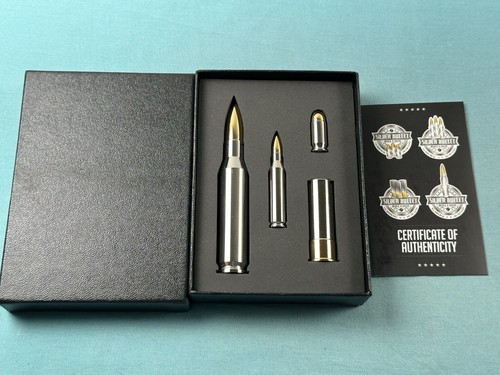 4 Pc Full Set Gold & Rhodium Enhanced Solid .999 Silver Bullets 1oz 2oz ...