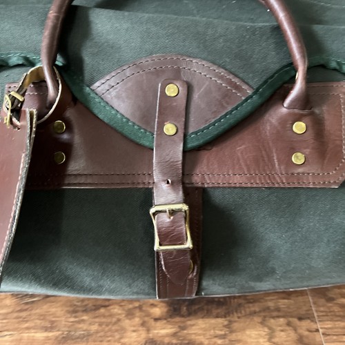 ORVIS VNTG BATTENKILL GREEN CANVAS LEATHER HUNTING TRAVEL DUFFLE ...