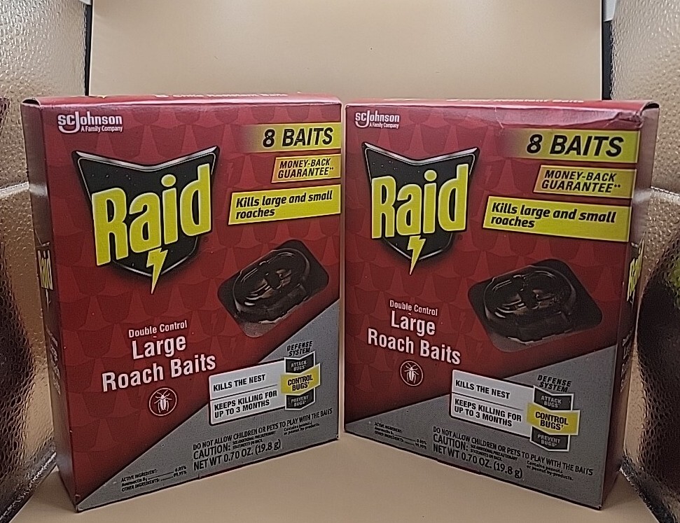 RAID Double Control Large Roach Baits 16 Count Defense System Kills For 3 Months | eBay
