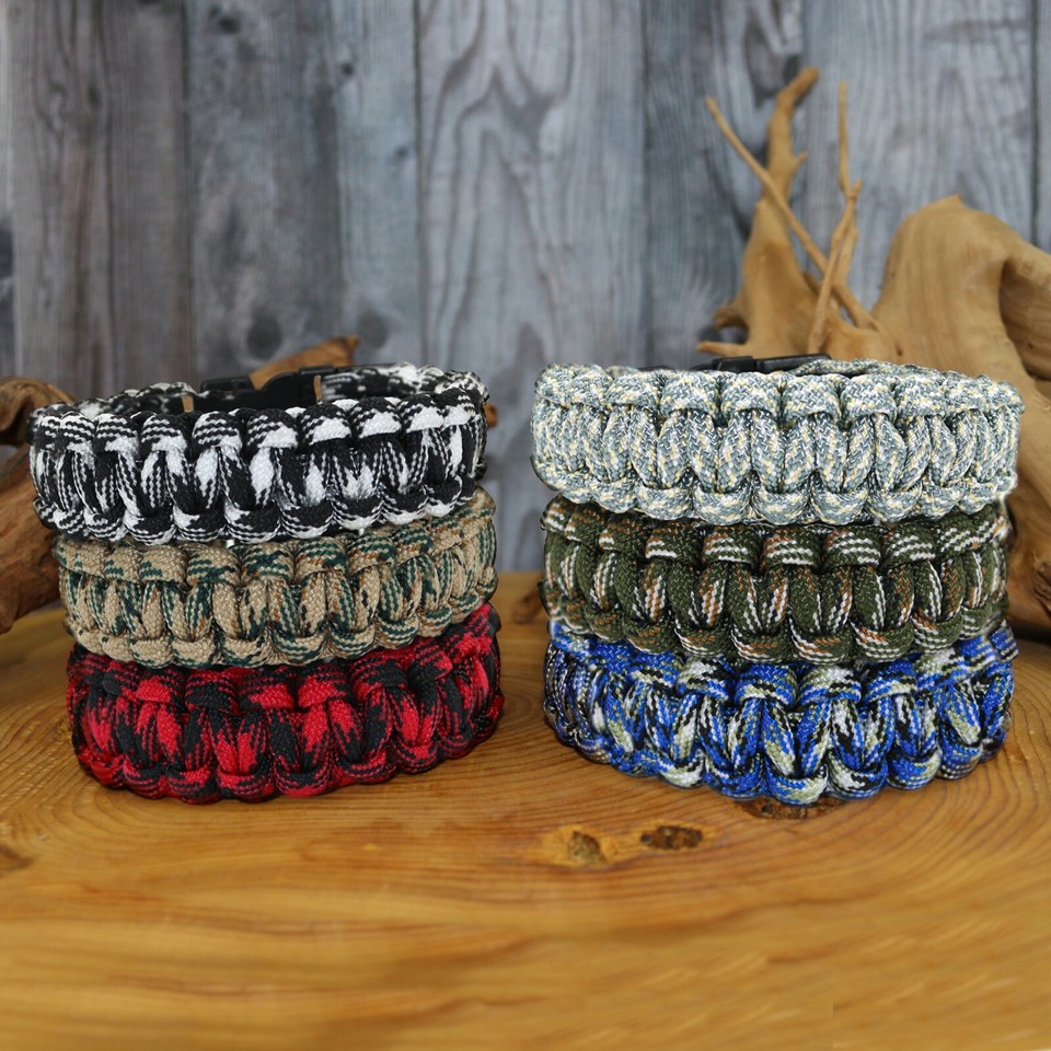 Paracord Bracelets for Men, Camo Survival Tactical Braided Cord, 12 PCS ...